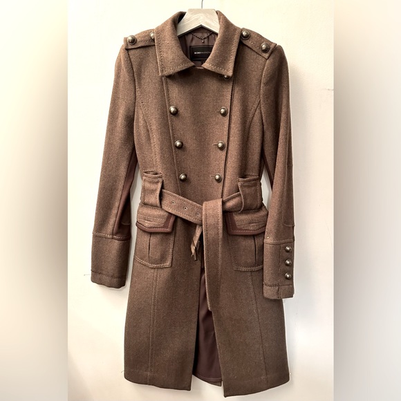 BCBGMaxAzria | Jackets & Coats | Bcbg Maxazria Brown Wool Military ...